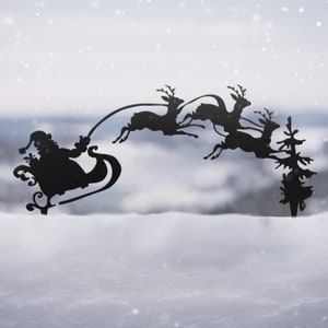 Santa Riding a Sleigh Metal Yard Stake, Metal Art, Garden Decor ...