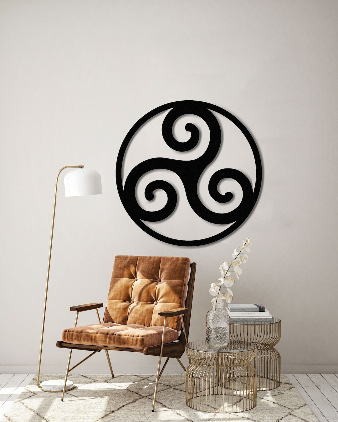 Triskele Sign Wall Decor, Metal Wall Art, Three Legged Spiral Decor ...
