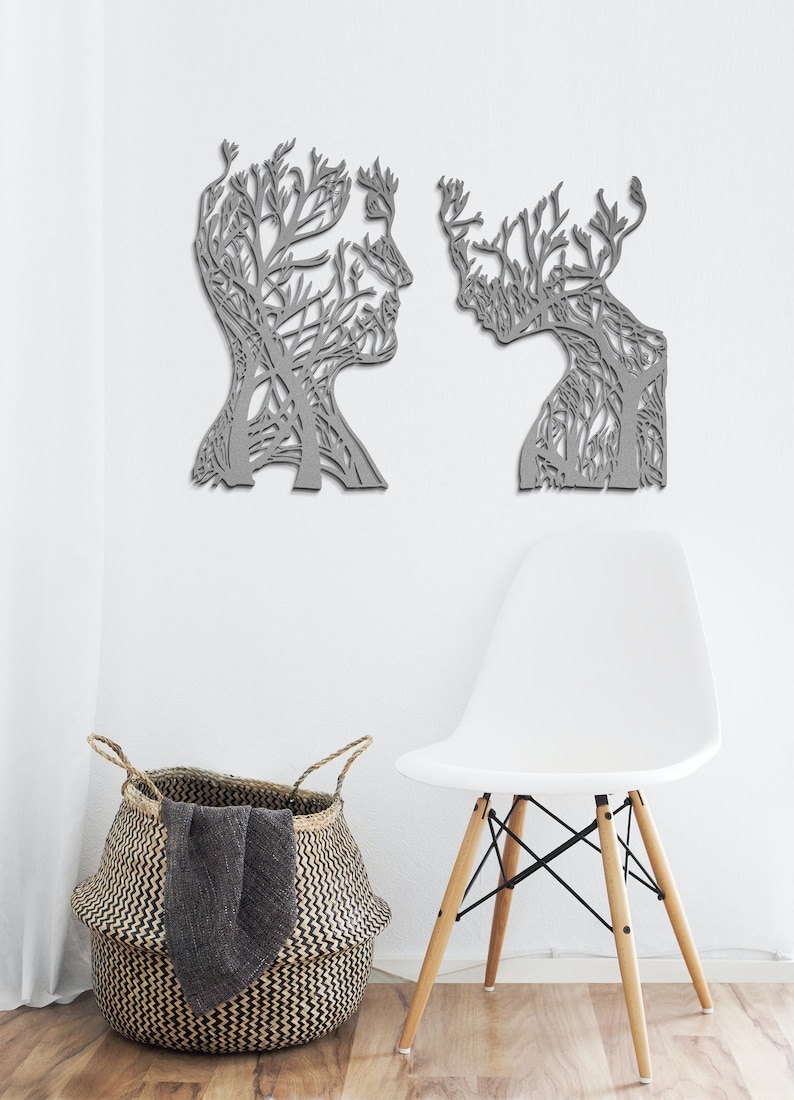 Abstract Metal Tree Art Man & Woman Wall Decor Wall Art - Etsy