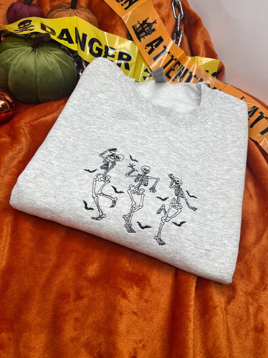 Halloween - Autumn - Fall - Embroidered Dancing Skeletons Sweatshirt ...