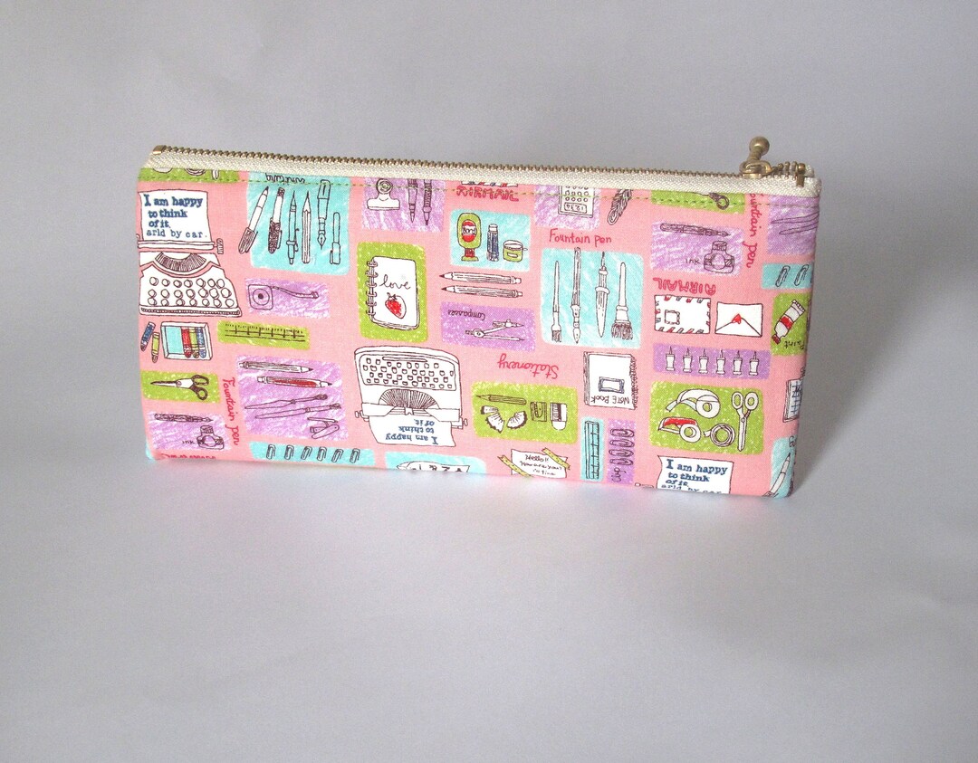 Stationary Print Handmade Pencil Case, Cute Organizer Case, Stationary ...