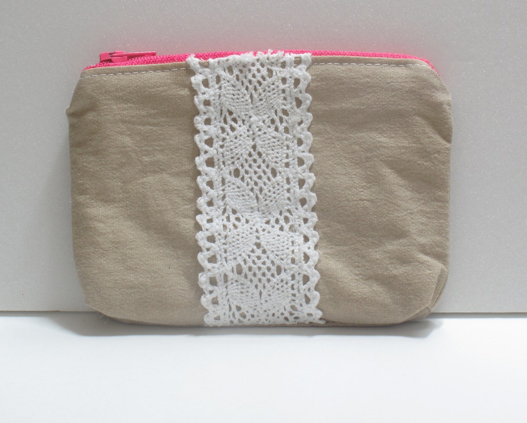Fabric Coin Purse Made With Cotton and Lace Ribbon - Etsy