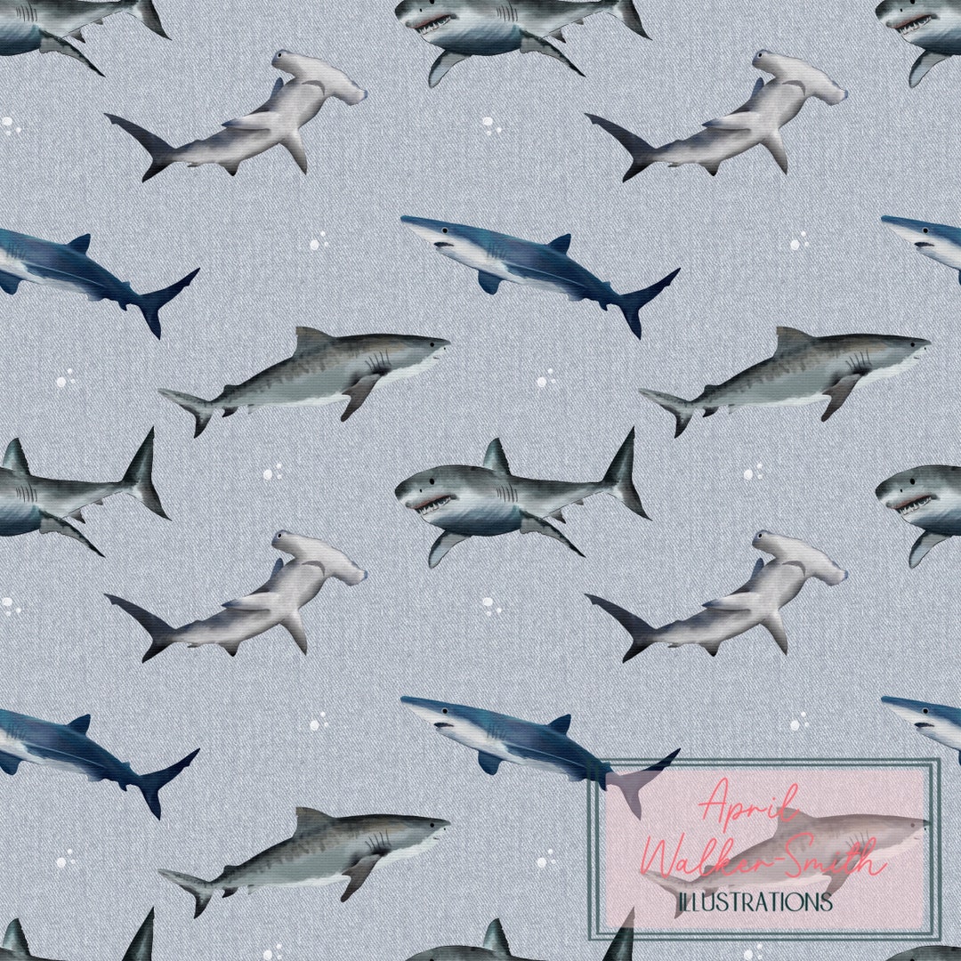 Shark, Sharks, Sealife, Sea, Seamless Pattern, Surface Pattern, Non ...