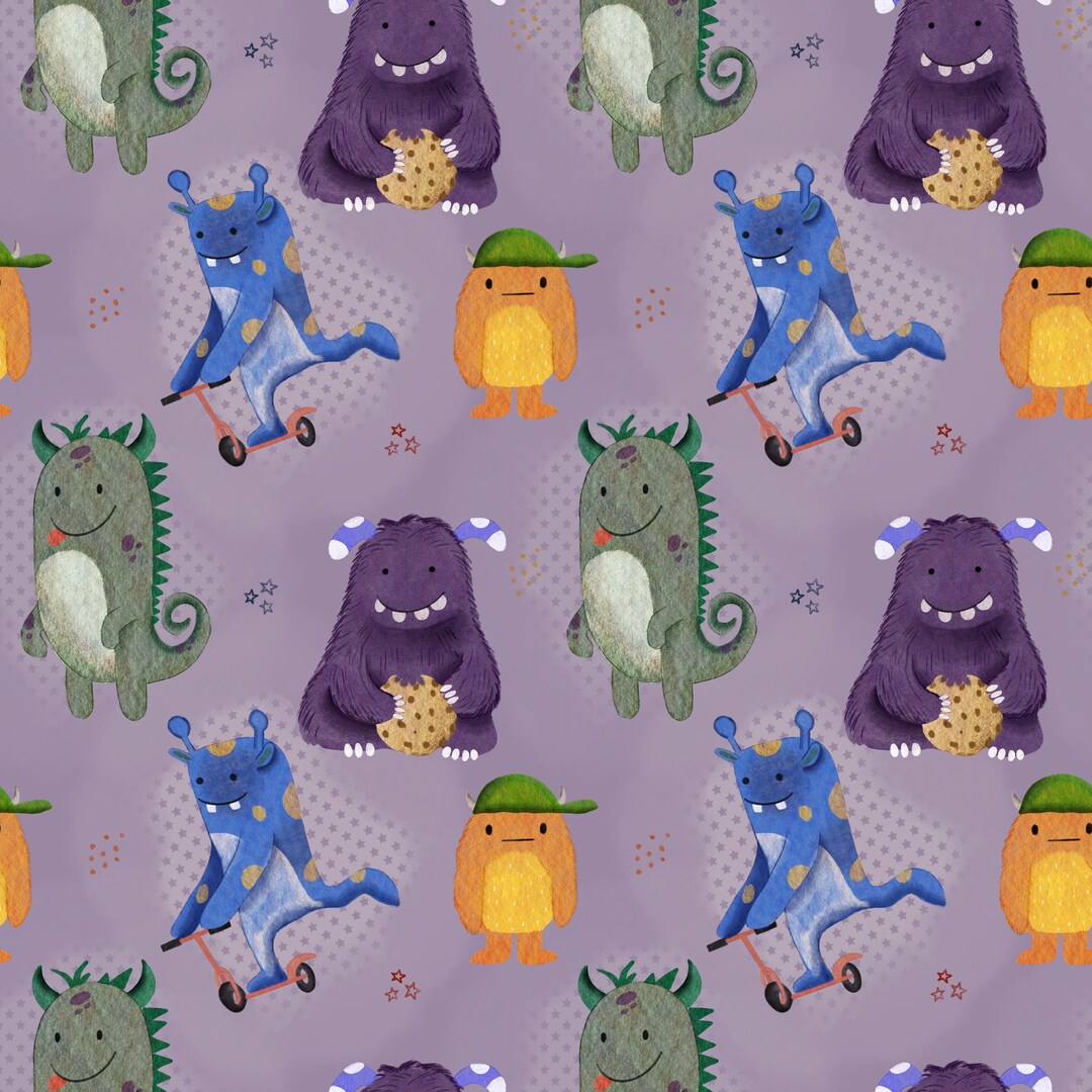 Little Monsters, Seamless Pattern, Surface Pattern, Non Exclusive ...