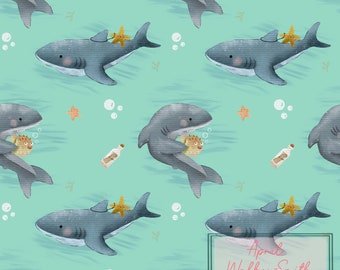 Seamless Fabric Design Sharks - Etsy
