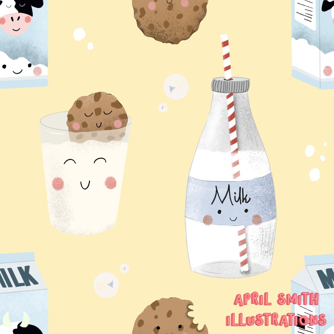 Milk and Cookies, Seamless Pattern, Surface Pattern, Non Exclusive ...