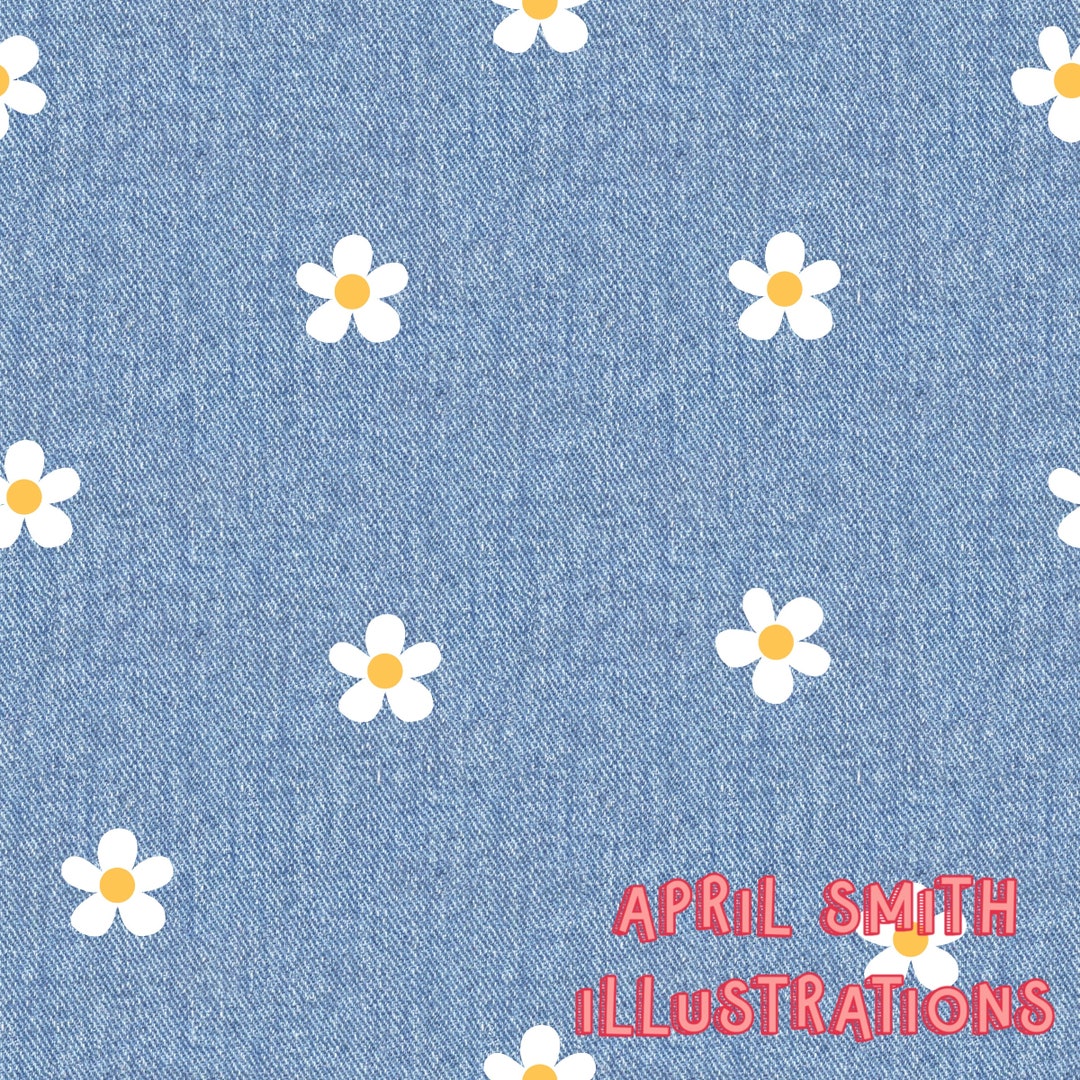 Light Denim Look Daisies Seamless Pattern, Surface Pattern, Non ...
