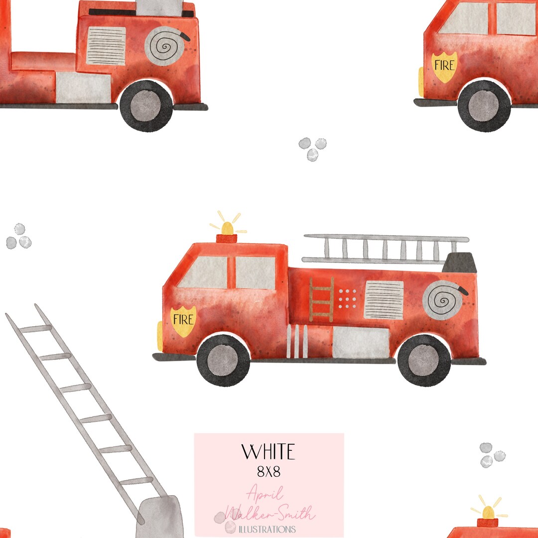 Fire Engine, Fire Truck, Seamless Pattern, Surface Pattern, Non ...