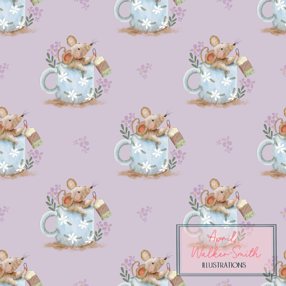 Mouse, Mice, Tea, Watercolour, Seamless Pattern, Surface Pattern, Non ...
