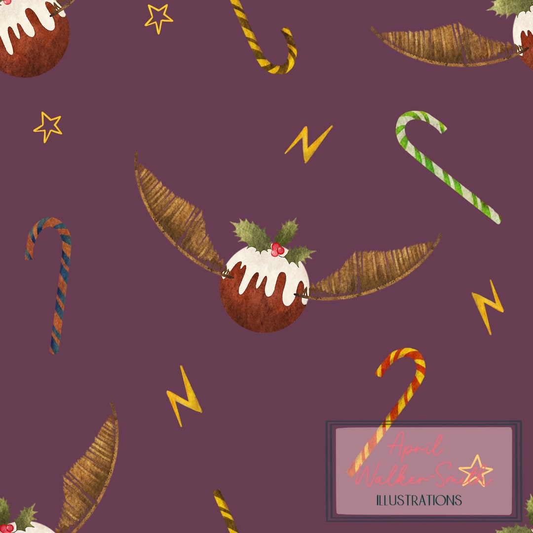 Potter, Puddings, Christmas, Potter Inspired, Watercolour, Seamless ...