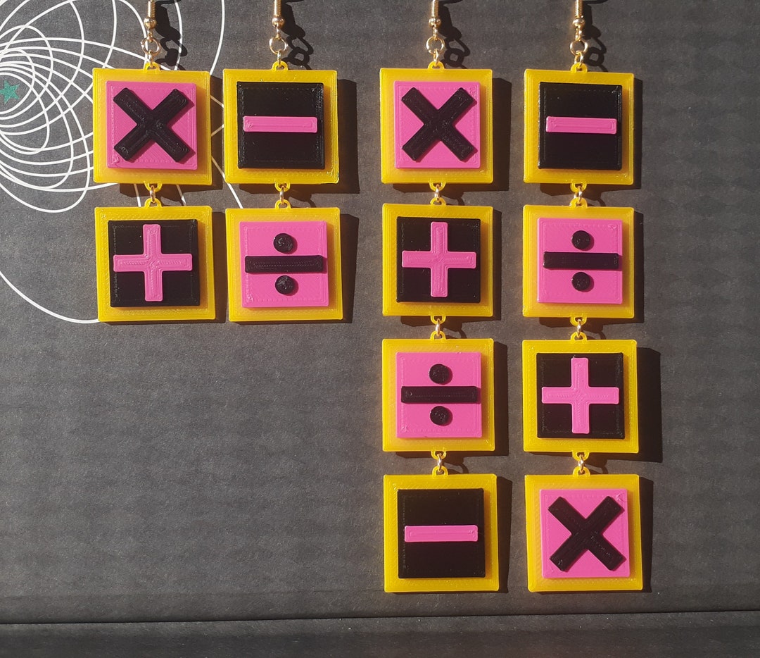 Trish Math Symbols Square Drop Earrings 3D Printed Cosplay Jewelry Ear ...