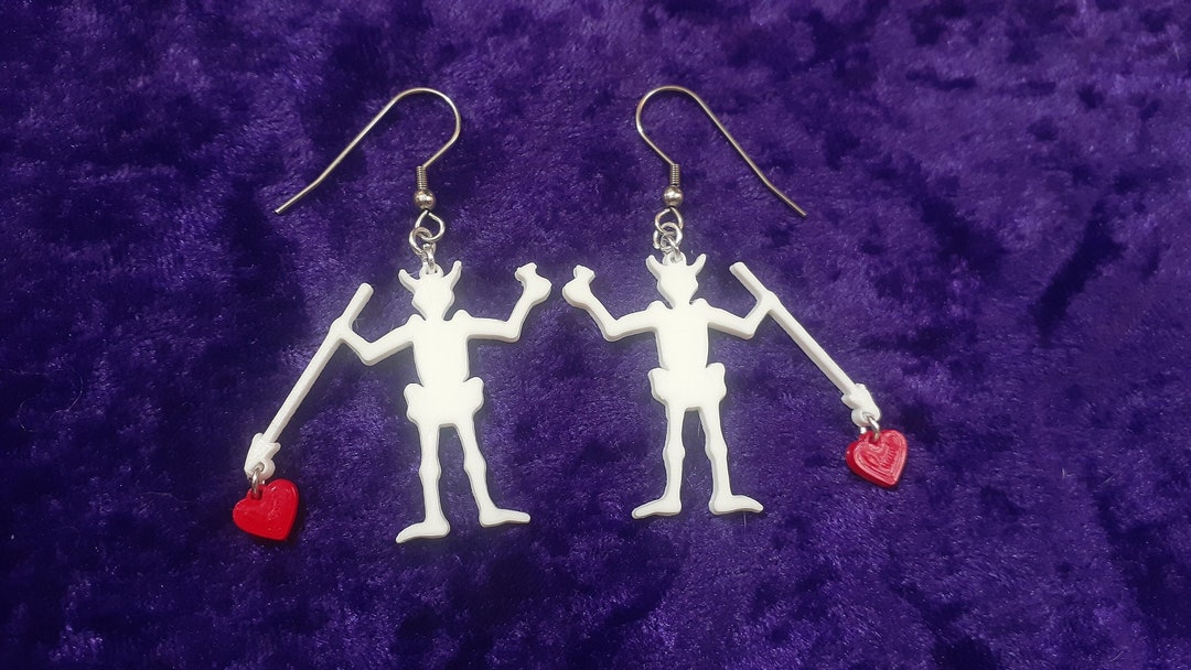 Blackbeard Heart Drop Earrings: OFMD Pirate Stainless Steel Dangle - Etsy