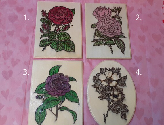 Flower Woodburning Rose Pyrography Art Wall Décor | Etsy