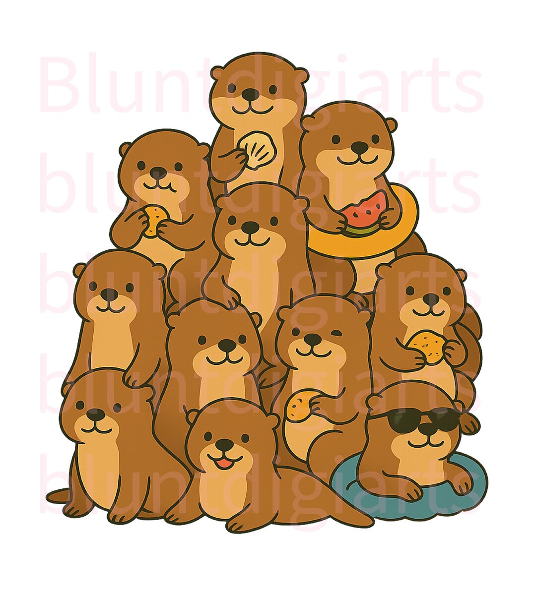 Otter Pile, Otter Clipart, Kawaii Otters, Otter Stickers, Otters, Cute ...