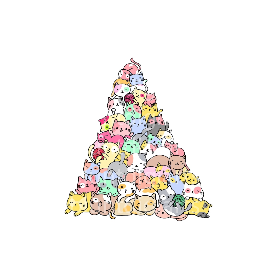 Cat Pile, Cat Clipart, Kawaii Cats, Cat Stickers, Cats, Cute Cats ...