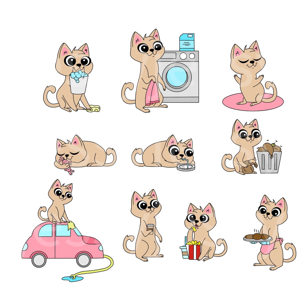 20 Designs Cat Planner Clipart, Kawaii Clipart, Cat Planner, Planner ...