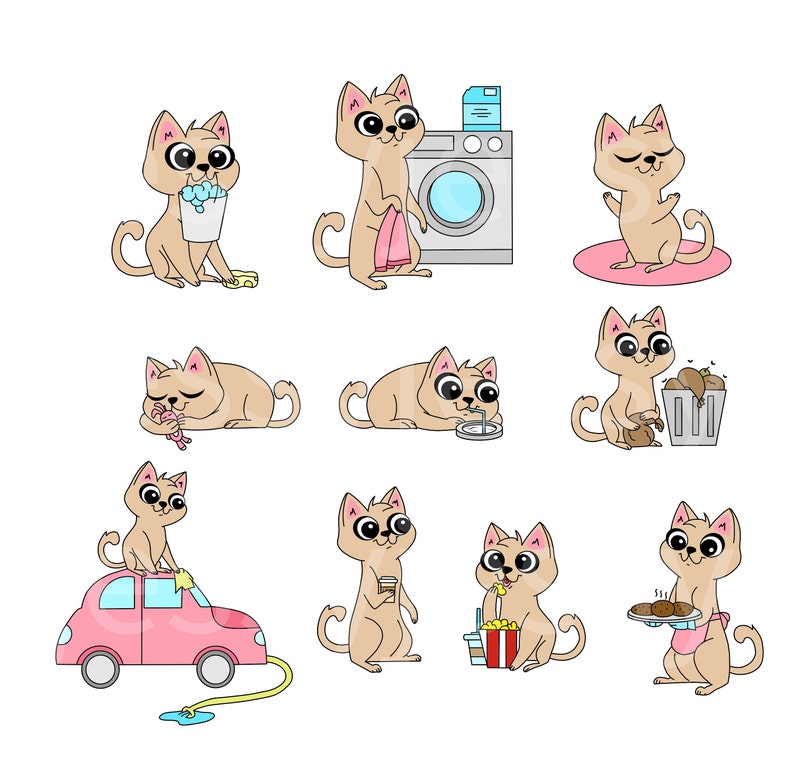 20 Designs Cat Planner Clipart, Kawaii Clipart, Cat Planner, Planner ...