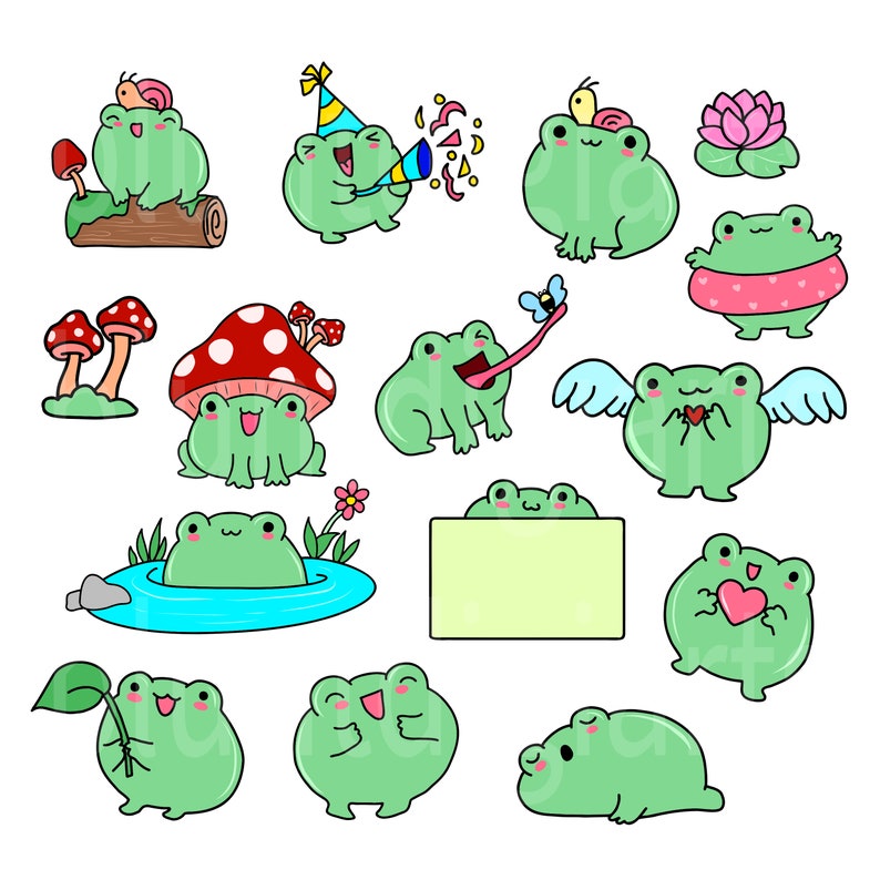 Clipart De Rana Clipart De Rana Kawaii Kawaii Png Ranas Etsy España