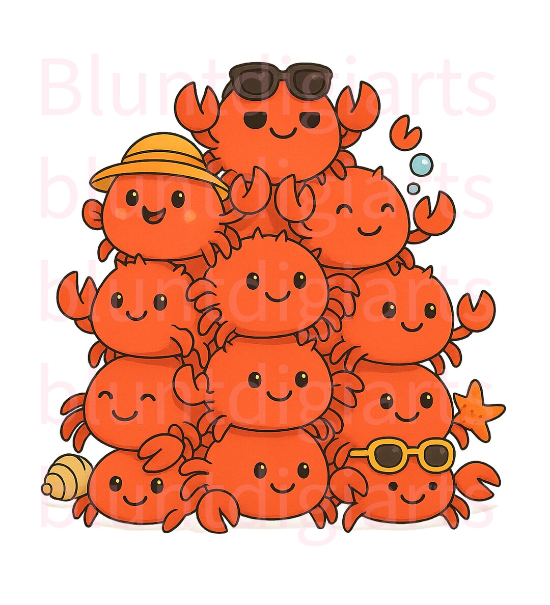 Crab Pile, Crab Clipart, Kawaii Crabs, Crab Stickers, Crabs, Cute Crabs ...