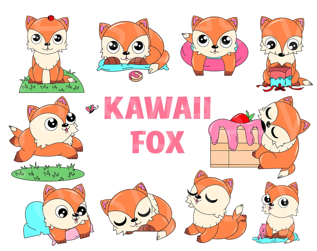 20 Cute Fox Clipart Kawaii Clipart Fox Planner Planner - Etsy