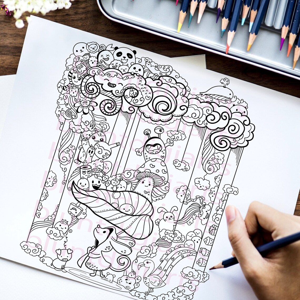Coloring Pages Rat Svg Kawaii Svg Colouring Pages Kawaii - Etsy