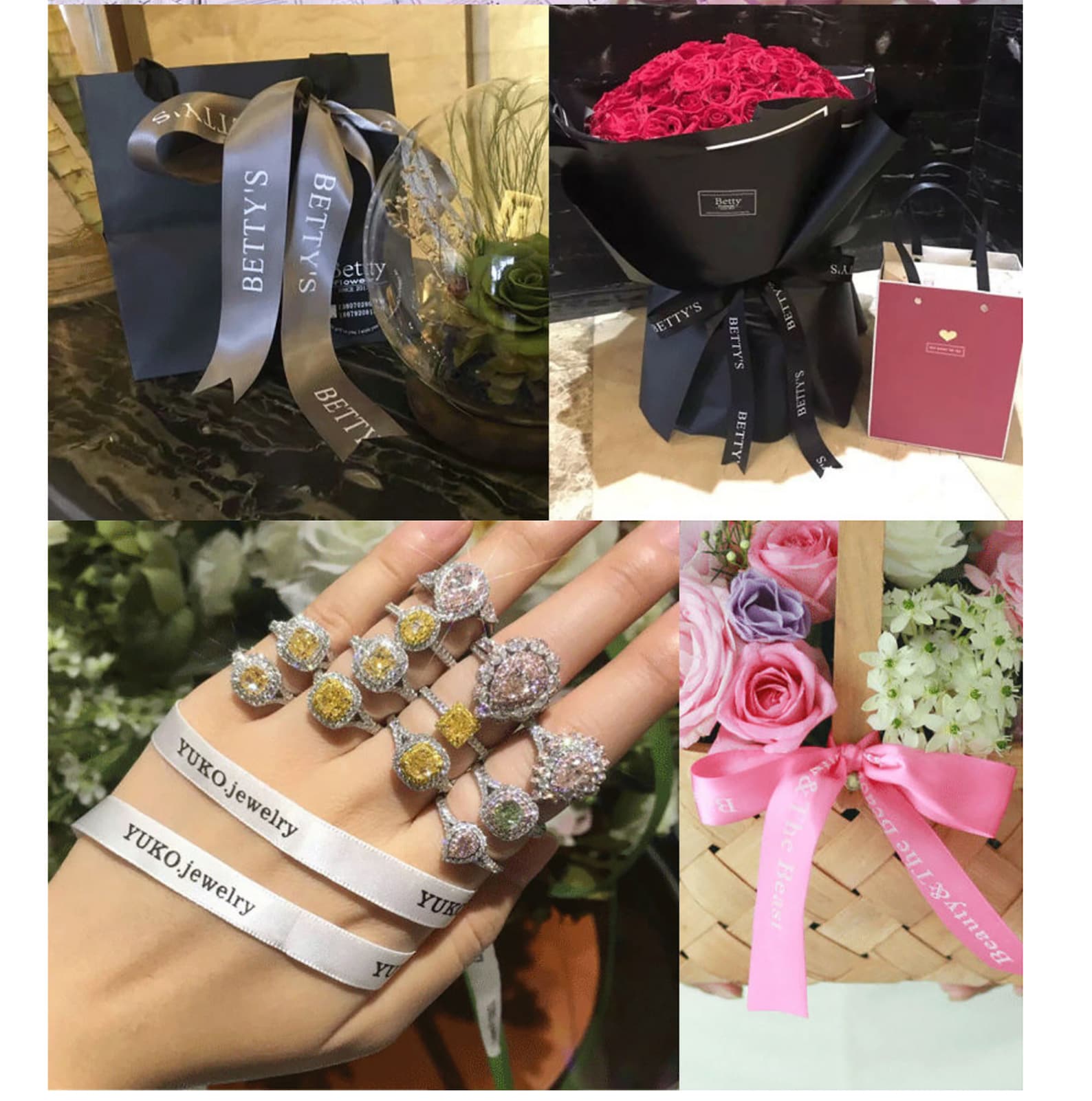 Personalized Satin Ribbon Hot Stamp Print Gold/silver/rose Gold ...