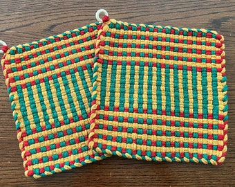 XL Woven Cotton Loop Potholder 8-1/2 Trivet Hot Pad - Etsy