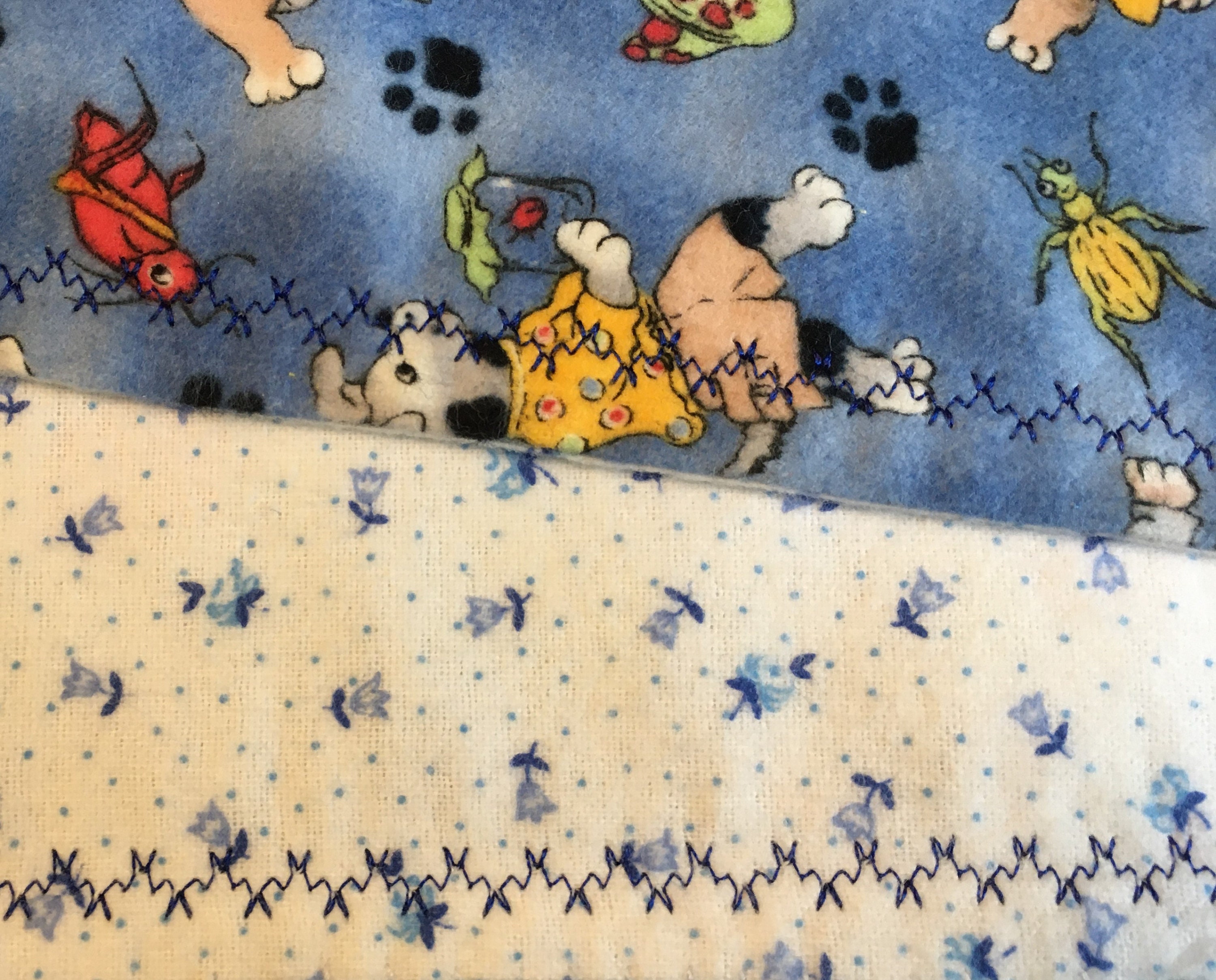 Pretend Play Flannel Two-Sided Doll Blanket Reversible Blue Starry ...