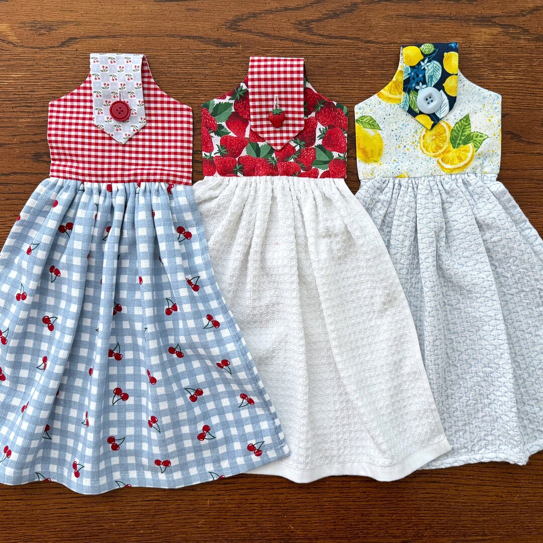 Hanging Kitchen Towels - Fruit Button Towel - Summertime - Strawberries ...