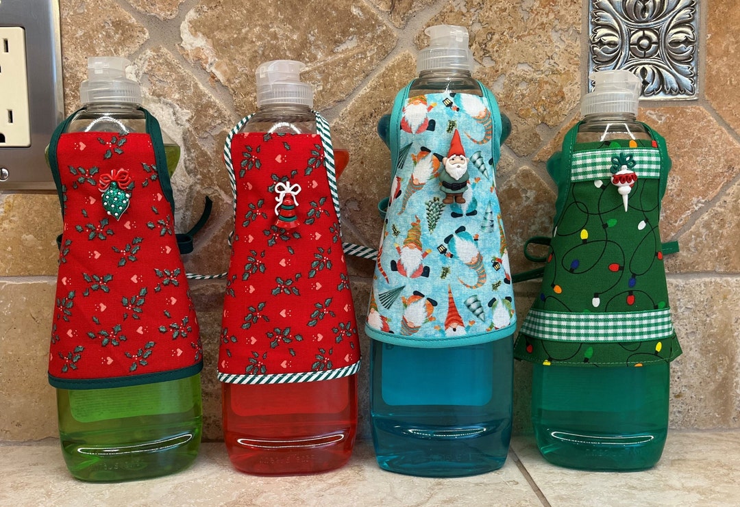 Christmas Dish Soap Bottle Aprons - Small - Holly - Santa's Elves ...