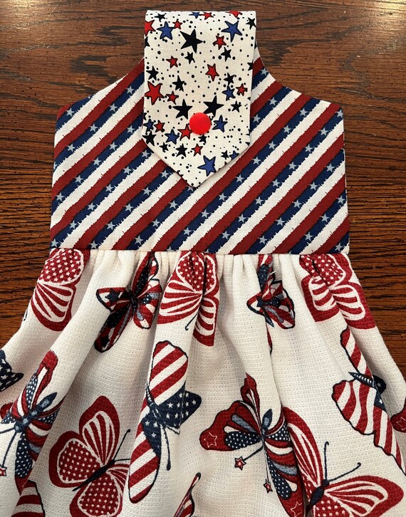 Kitchen & Dining Stars and Stripes Vertical Snap Towel Kitchen Hanging ...