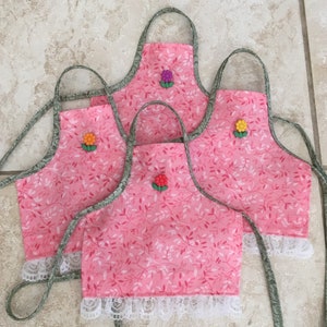 Small Dish Soap Bottle Aprons - Floral - Green Gingham - Pink Roses ...