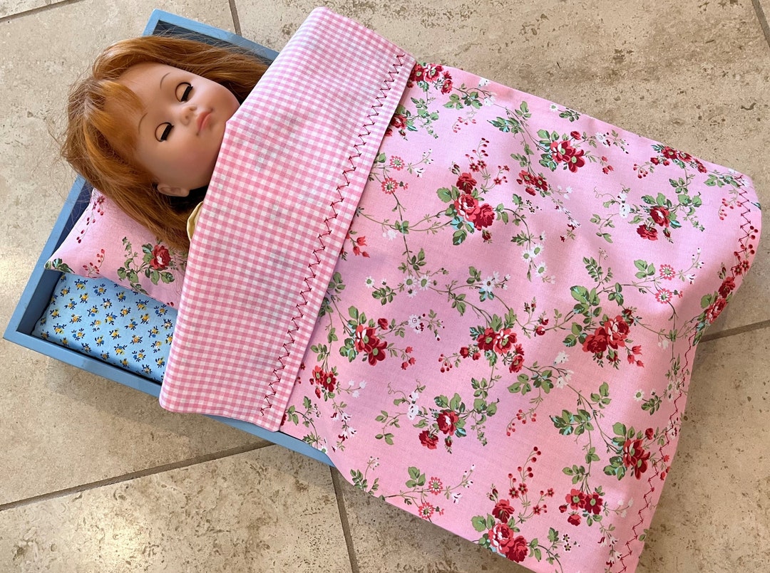 Reversible Doll Blanket and Pillow Sets - Floral & Fruit Designs - 100% ...