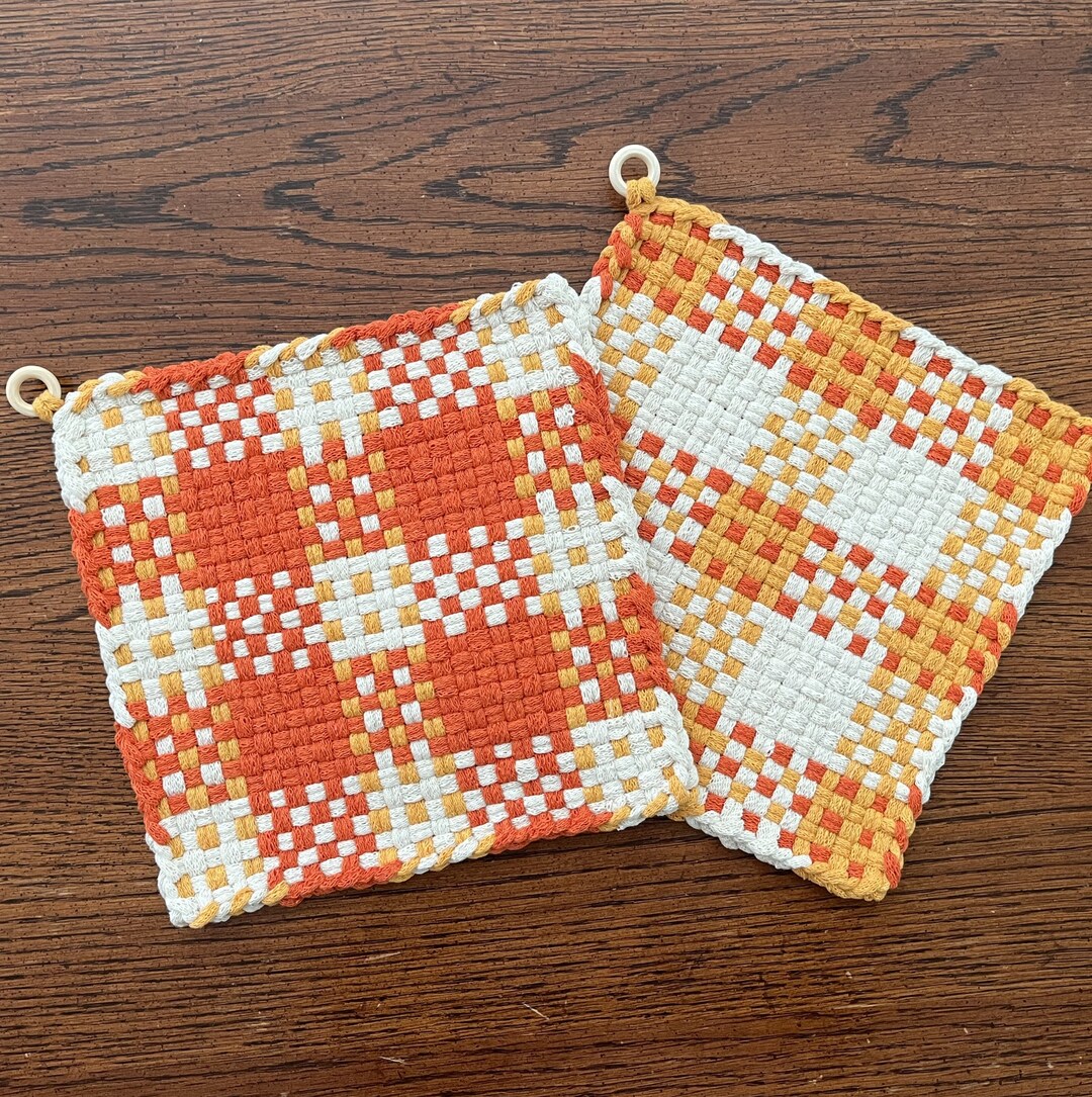 XL Woven Cotton Loop Potholder 8 Trivet Hot Pad Halloween Thanksgiving ...