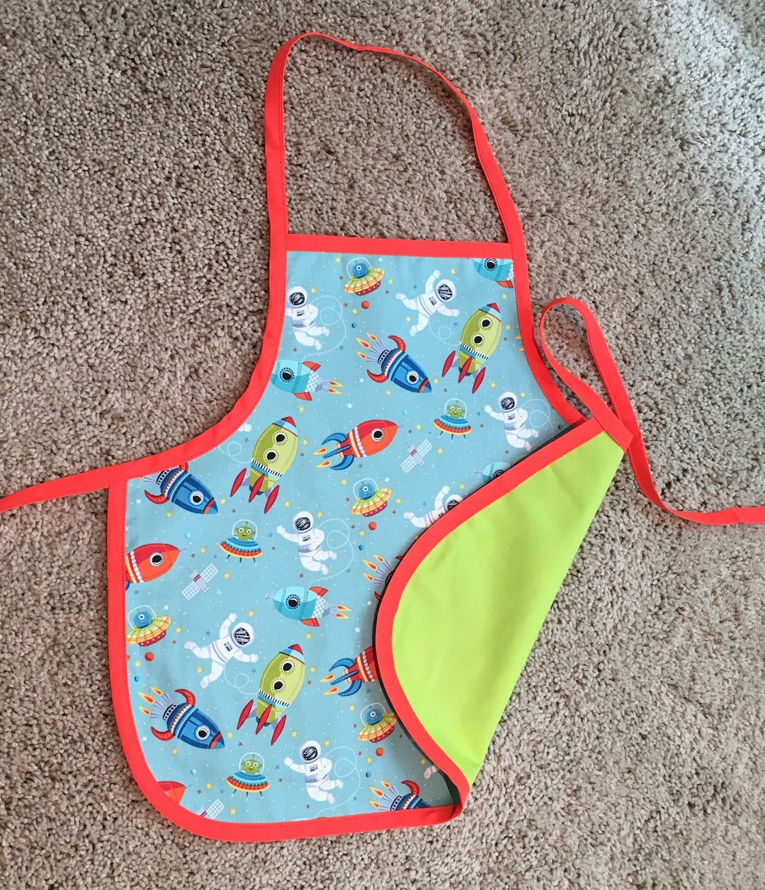 Reversible Kid's Apron - Rocket Ships - Etsy