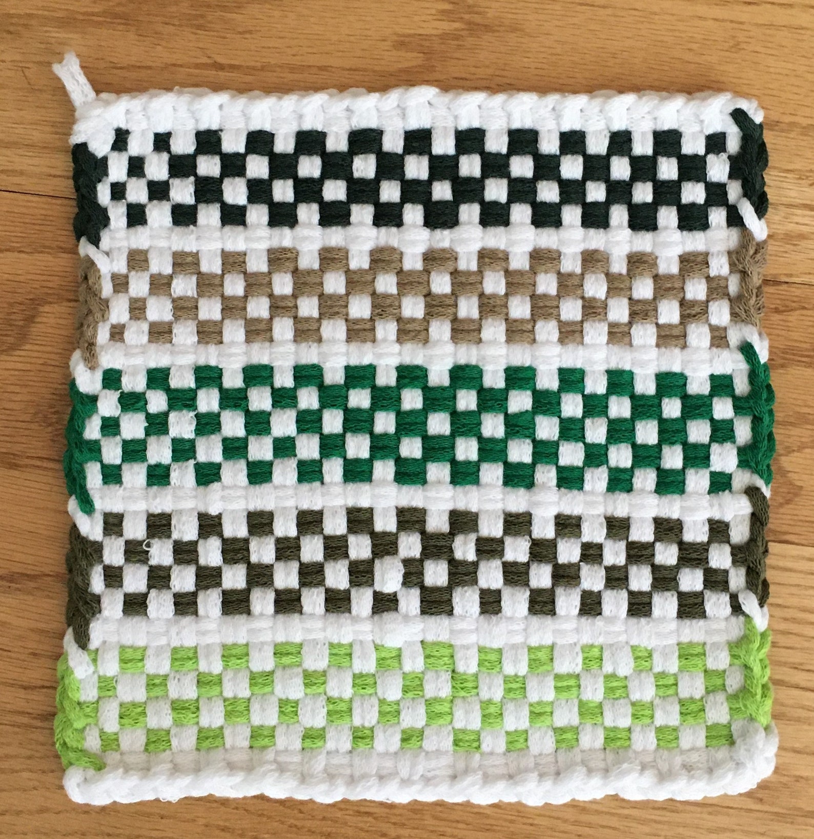 XL Woven Cotton Loop Potholder 8-1/2 Trivet Hot Pad 5 Shades of Green ...