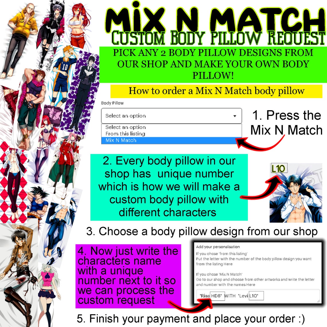 Monika Body Pillow Mix N Match Doki Doki Literature Club | Etsy