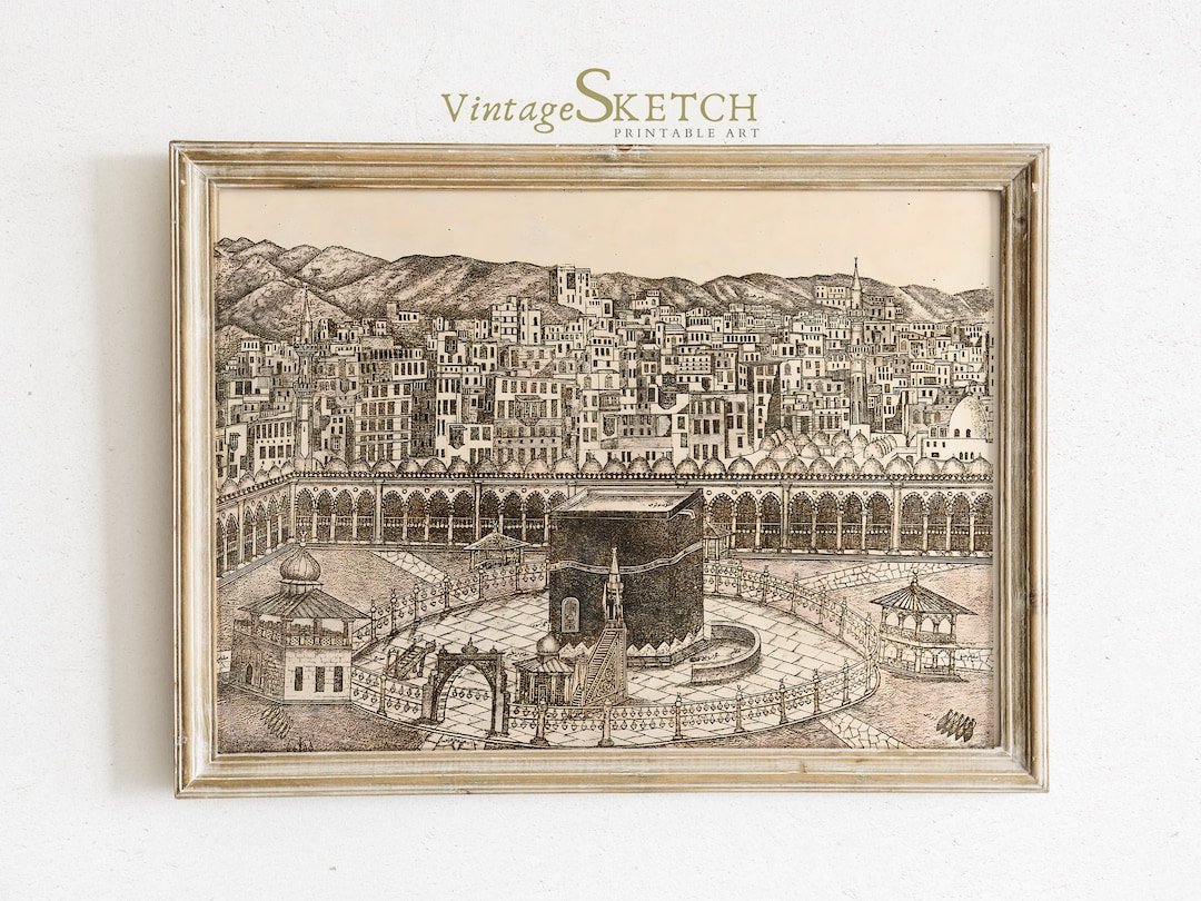 Printable Vintage Kabbah in Mecca Wall Art, Muslim Wedding Gift ...