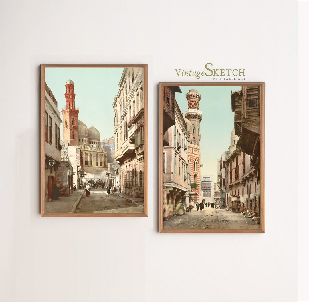 Set of 2 Printable Vintage Cairo Mosque Wall Art, Mosque Poster, Muslim ...