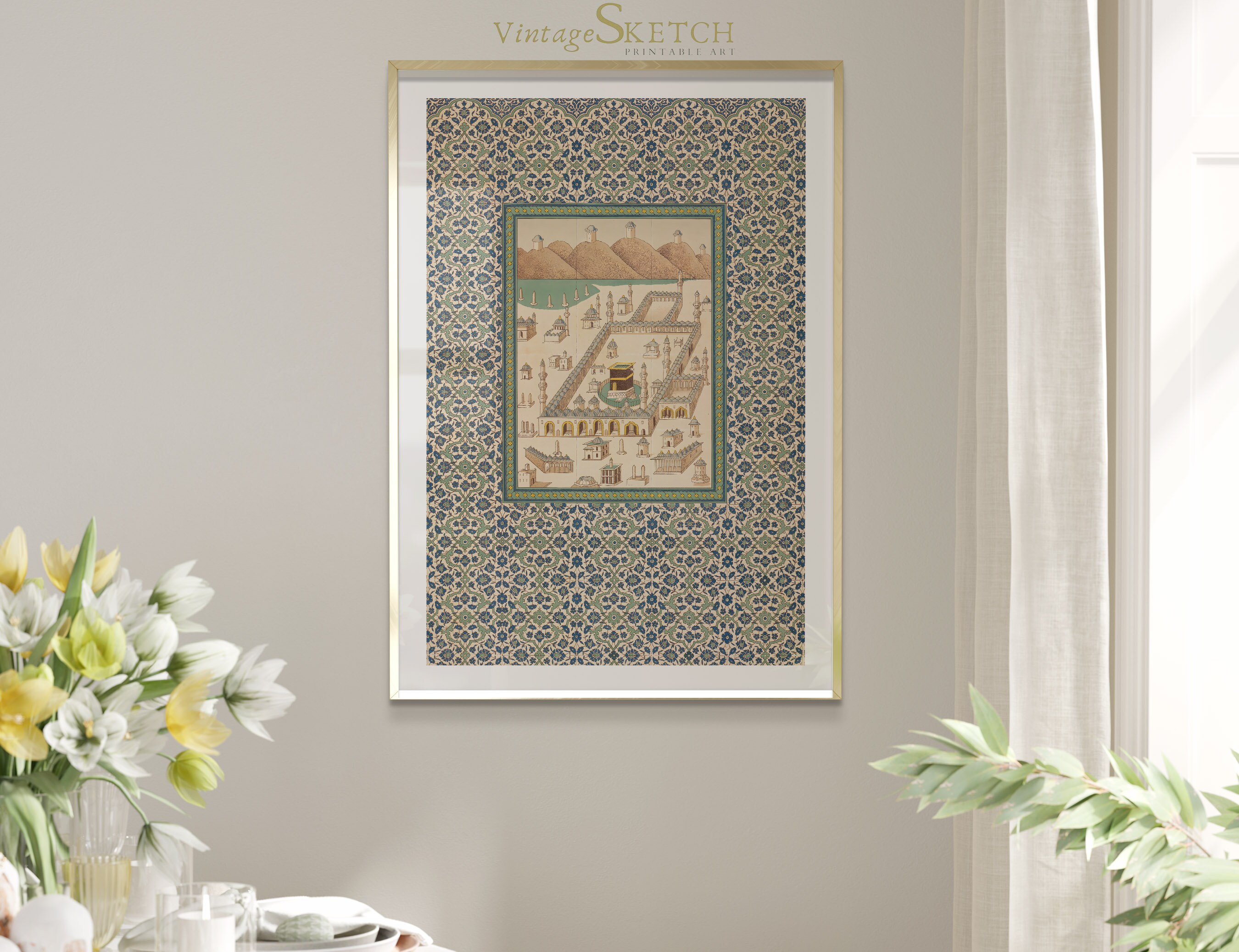 Printable Vintage Grand Mosque Mosque, Mecca Wall Art, Mosque Home ...