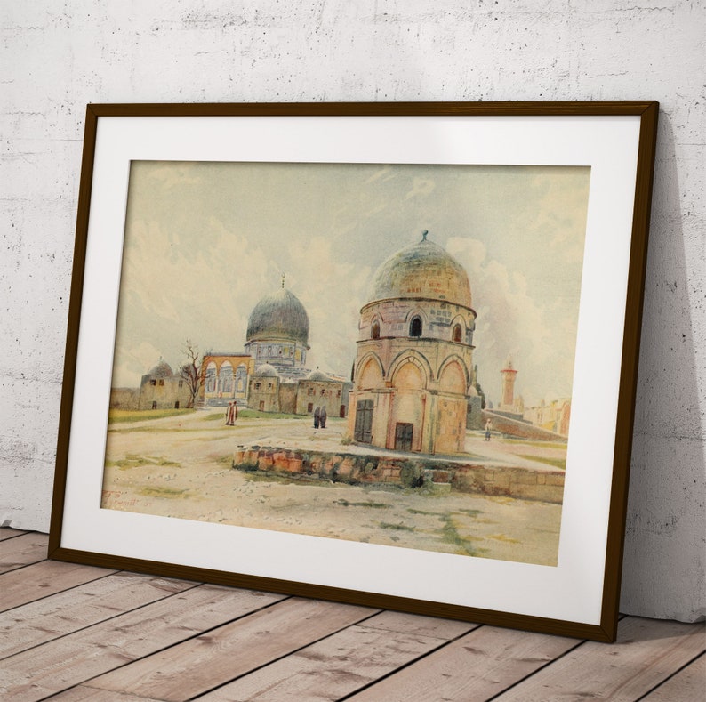 Printable Vintage Mosque of Omar Wall Art, Digital Print, Jerusalem ...