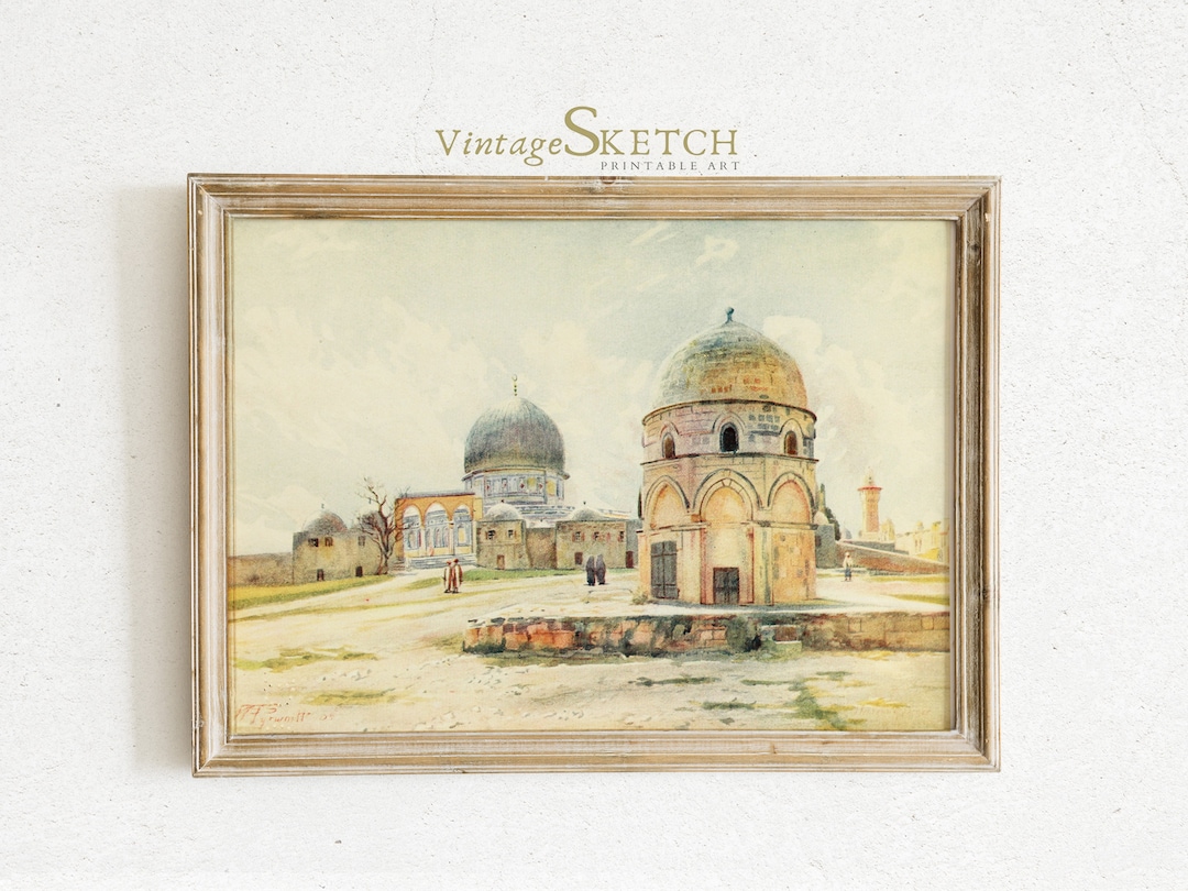 Printable Vintage Mosque of Omar Wall Art, Digital Print, Jerusalem Mosque, Printable Download ...