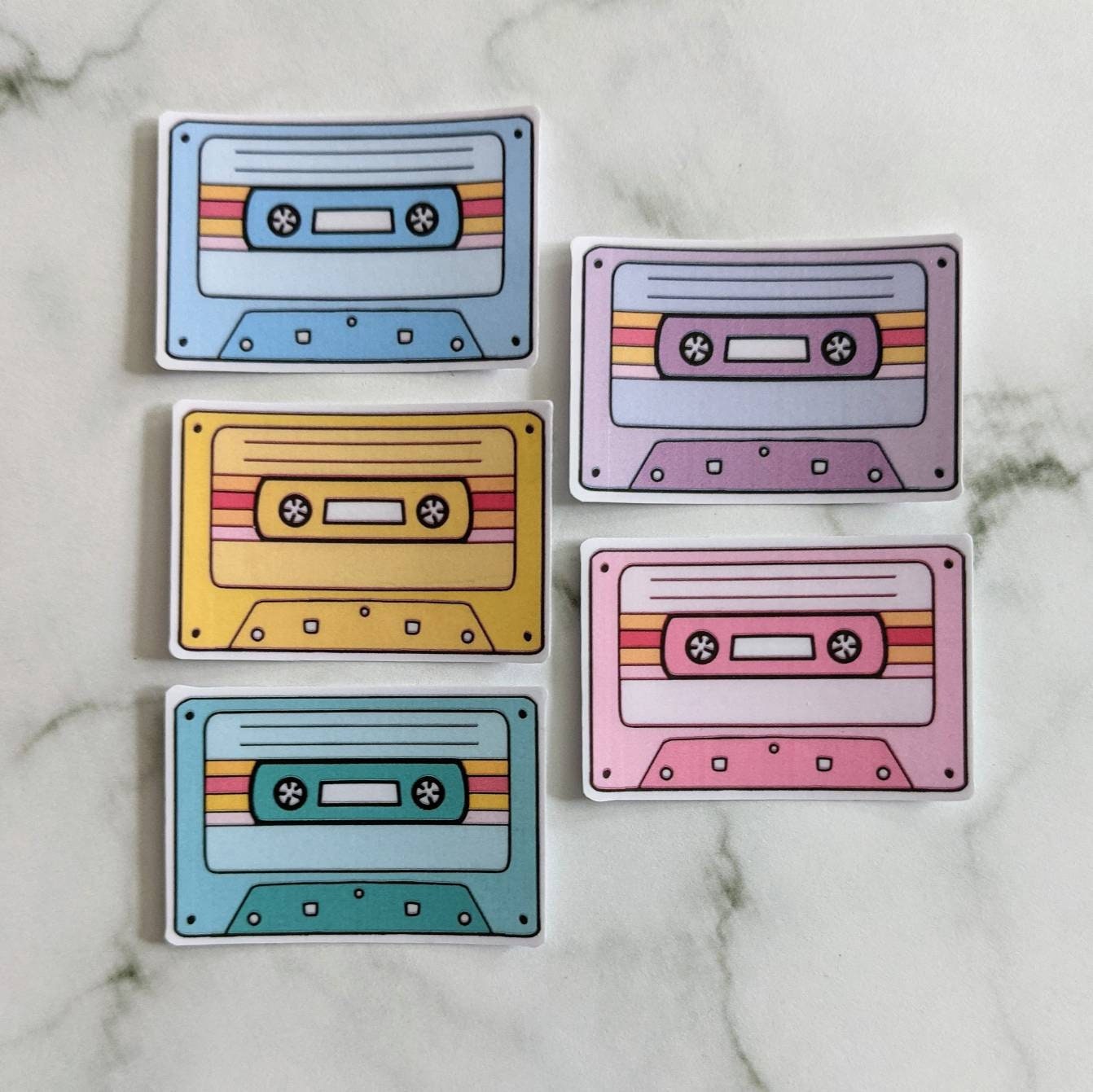Cassette Sticker Pack Set of 5 Mini Stickers Vinyl - Etsy