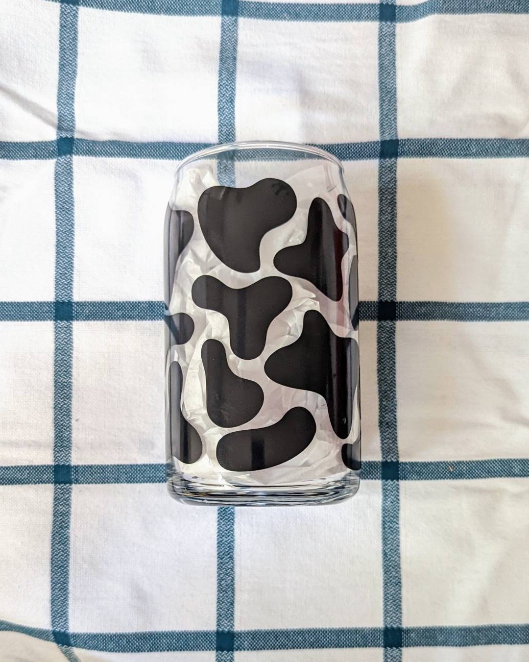 Cow Print Glass Cup Cute Cow Glass Can Glass Tumbler Animal - Etsy