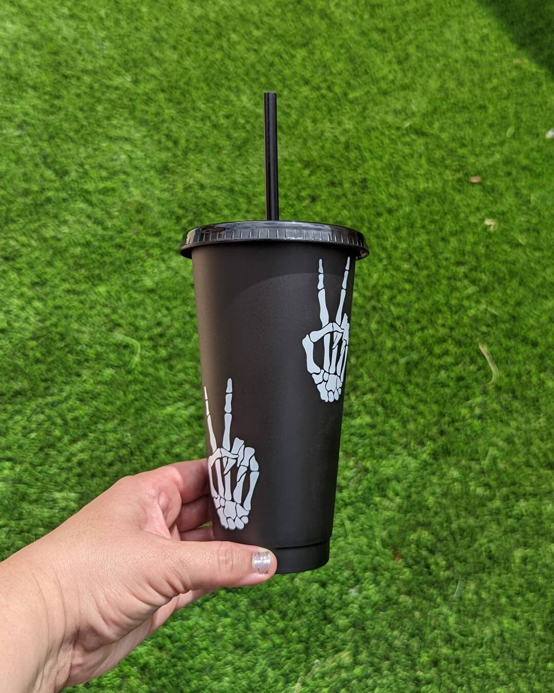Skeleton Peace Sign Cup, Skeleton Cup, Halloween Cup, Reusable Cup ...