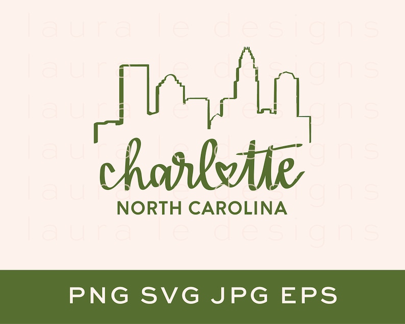 Charlotte, NC Skyline SVG File | Digital Download | Charlotte PNG ...