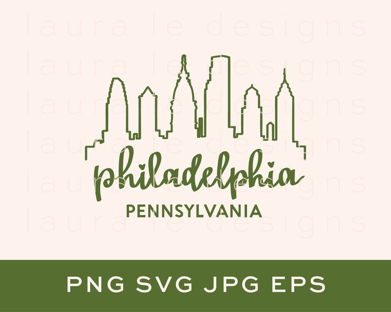 Philadelphia, PA Skyline SVG File | Digital Download | Philadelphia PNG ...