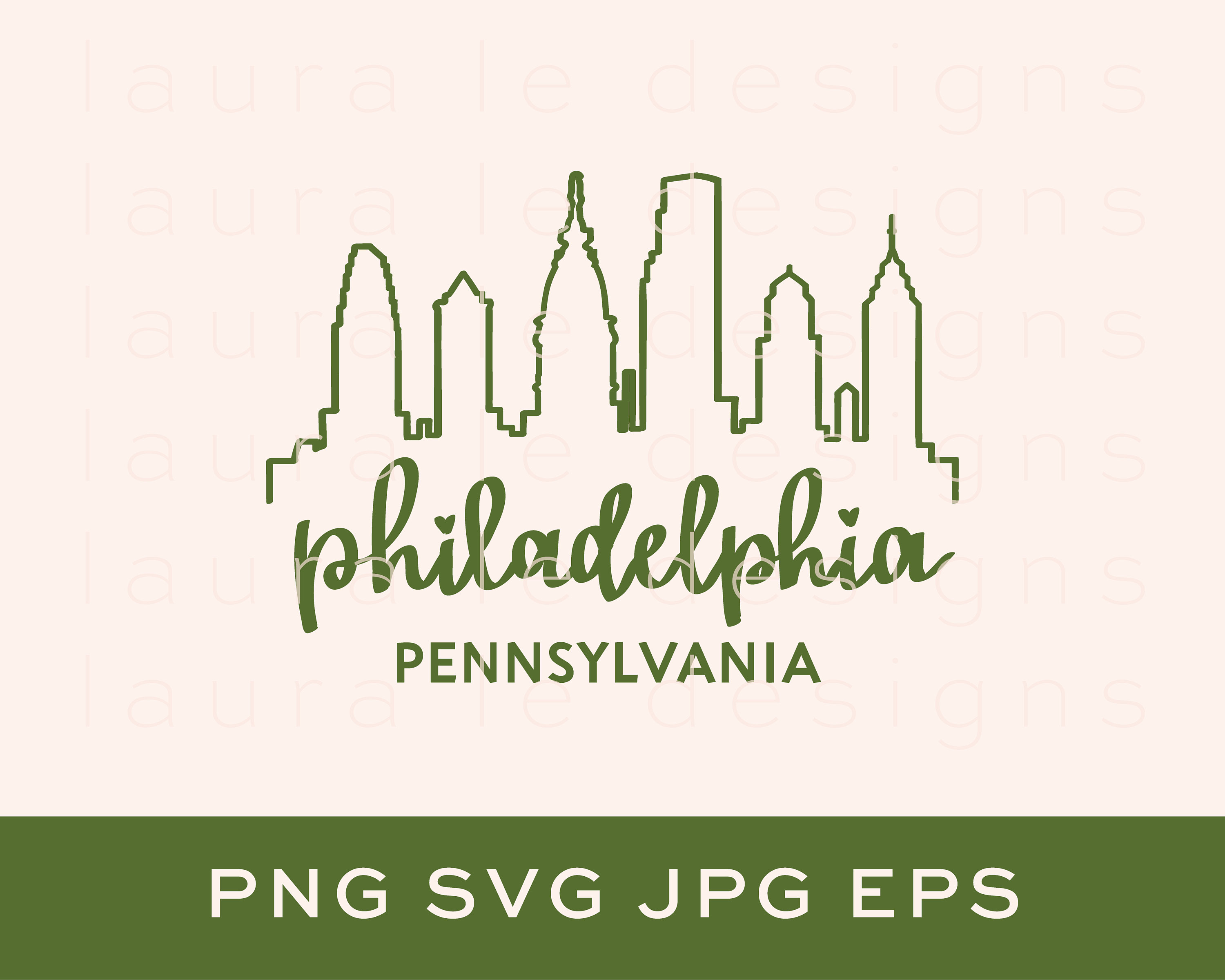 Philadelphia, PA Skyline SVG File | Digital Download | Philadelphia PNG ...
