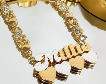 Name Plate Necklace Double Nameplate Necklace Custom - Etsy