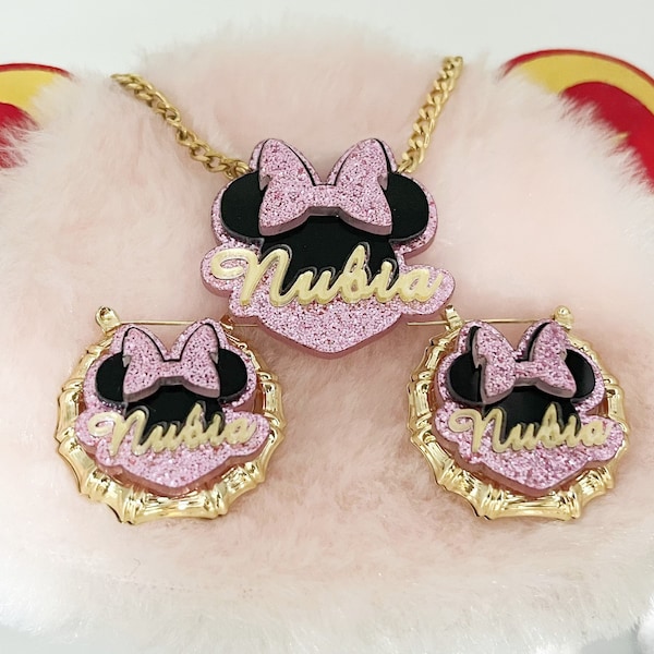 Minnie Mouse Bamboo Necklace - Etsy
